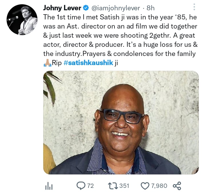 Bollywood actor Satish Kaushik dies at 66 after suffering a heart attack