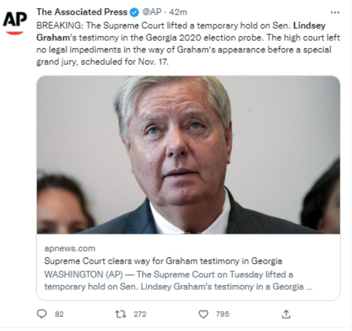 La Corte Suprema da noticias sobre el testimonio de Graham en Georgia