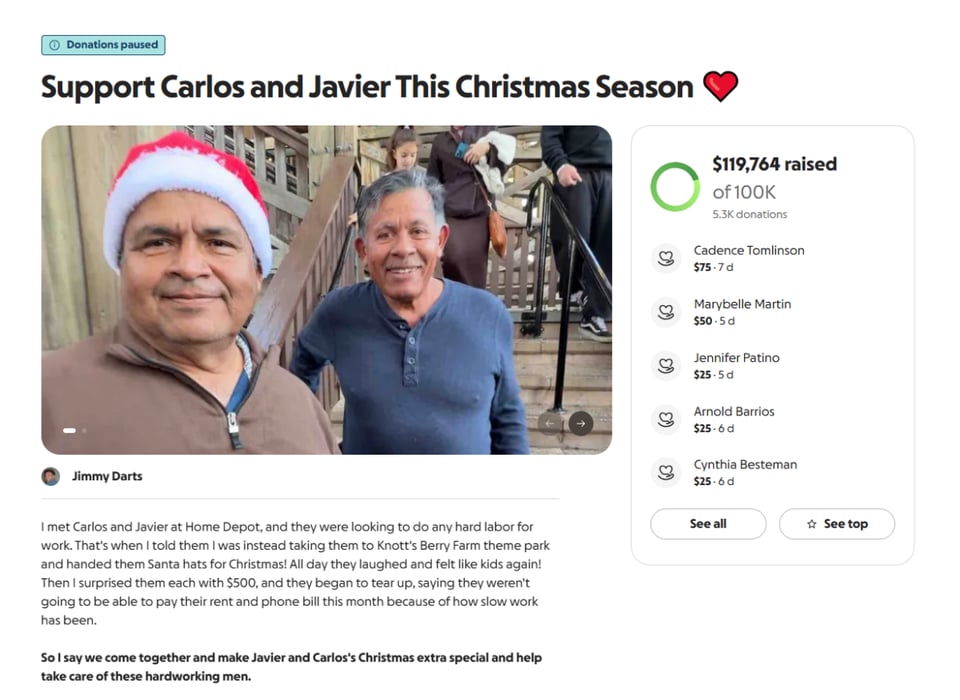 Carlos y Javier : reciben inesperada ayuda solidaria