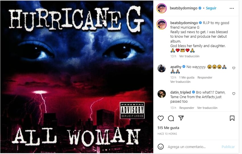Muere la rapera Gloria Rodríguez, mejor conocida como 'Hurricane G'